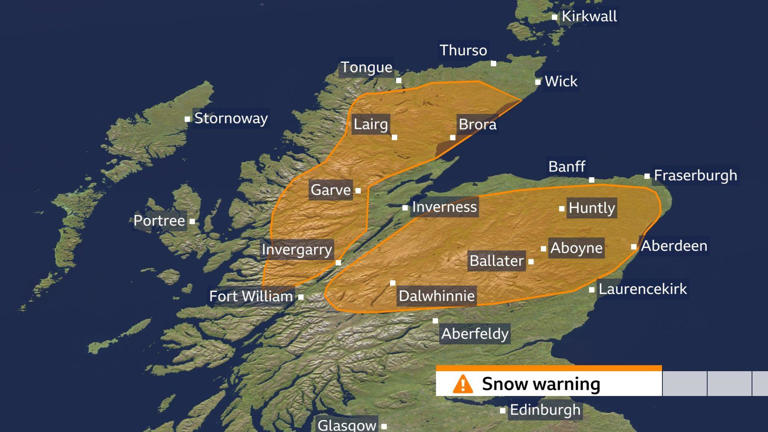 Amber Alert for North as snow warning extended across Scotland