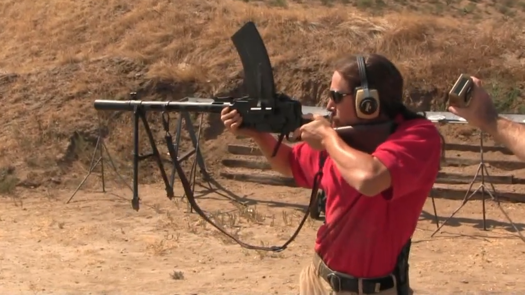 Shooting from a 100-year-old machine gun