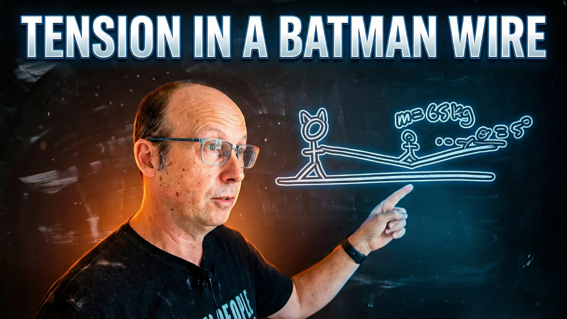 Physics 01 chapter 1: Solving for tension in a Batman wire