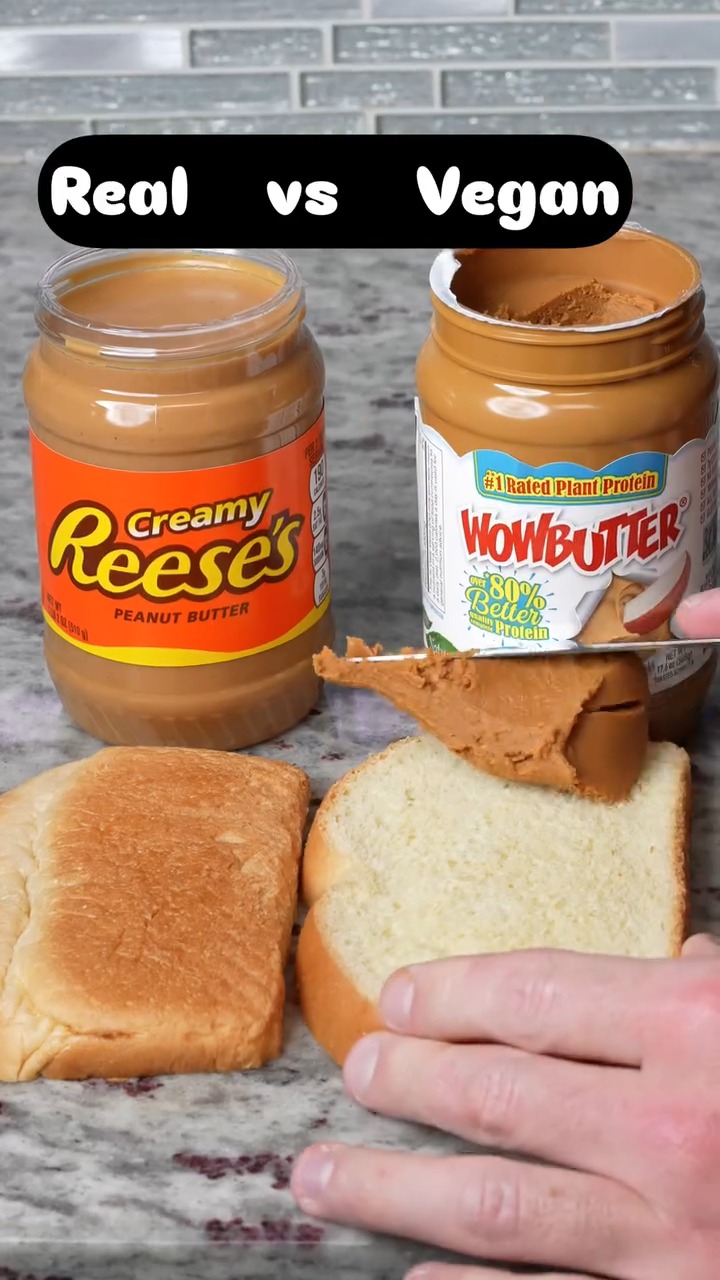 Real vs vegan water, cheese & peanut butter
