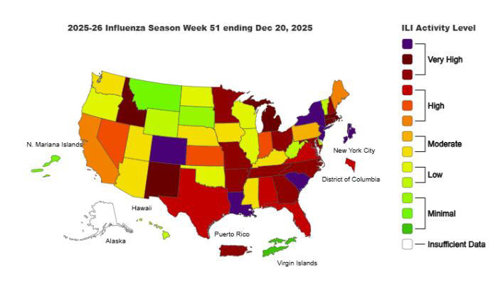 Tennessee flu spread among worst in US, CDC data shows