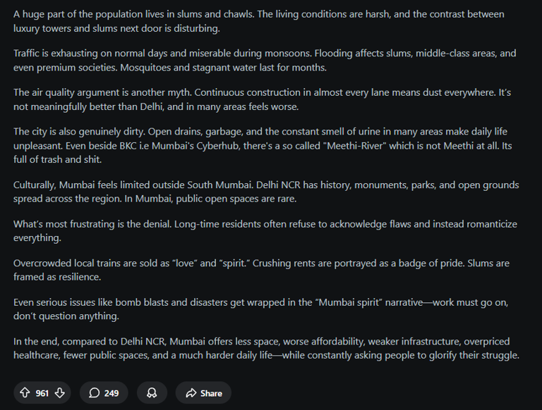 Delhi man's 'living in Mumbai is horrific' post favouring NCR leaves ...