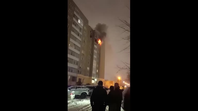 Apartment in flames after Ukrainian drone strike in Russia's Tver ...
