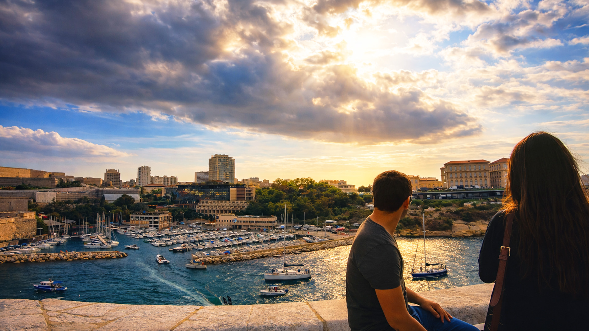 A calm harbor view from Fort Saint Jean