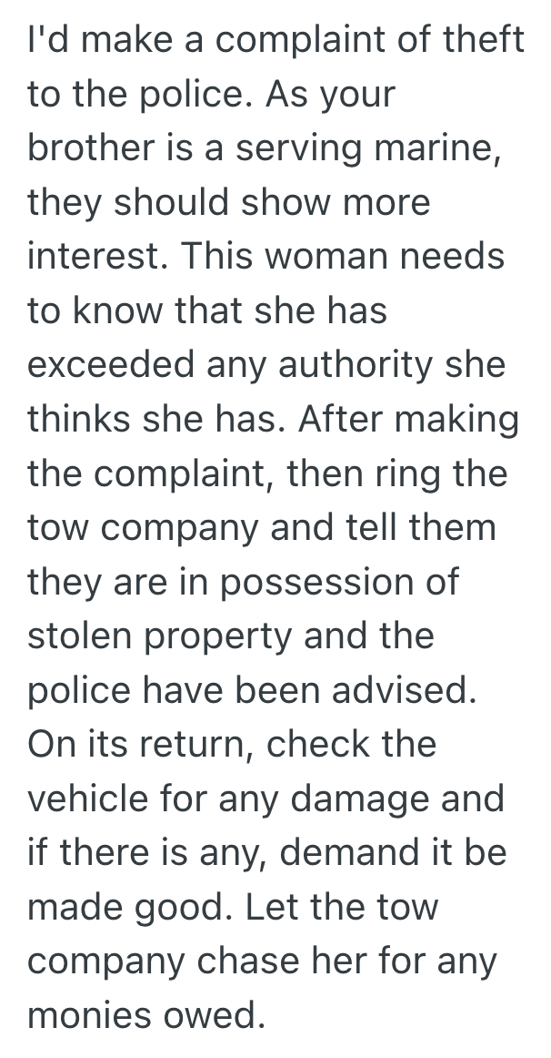 Entitled neighbor towed a deployed Marine’s car off his brother’s ...