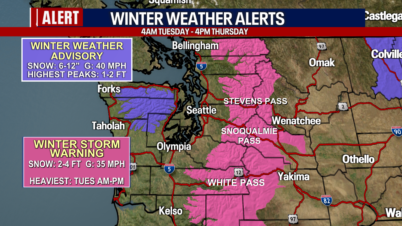 Seattle weather: Widespread rain, gusty winds and heavy mountain snow ...