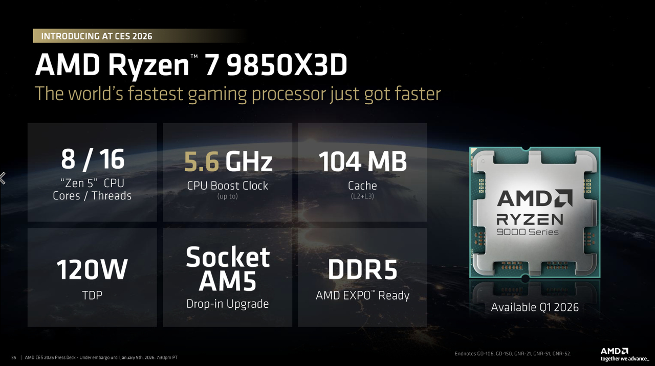 AMD’s Ryzen 7 9850X3D promises 7% uplift over Ryzen 7 9800X3D – AMD ...