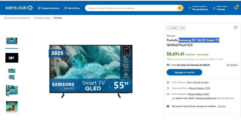 Pantalla smart TV Samsung QLED 4K de 55 pulgadas se encuentra en ...