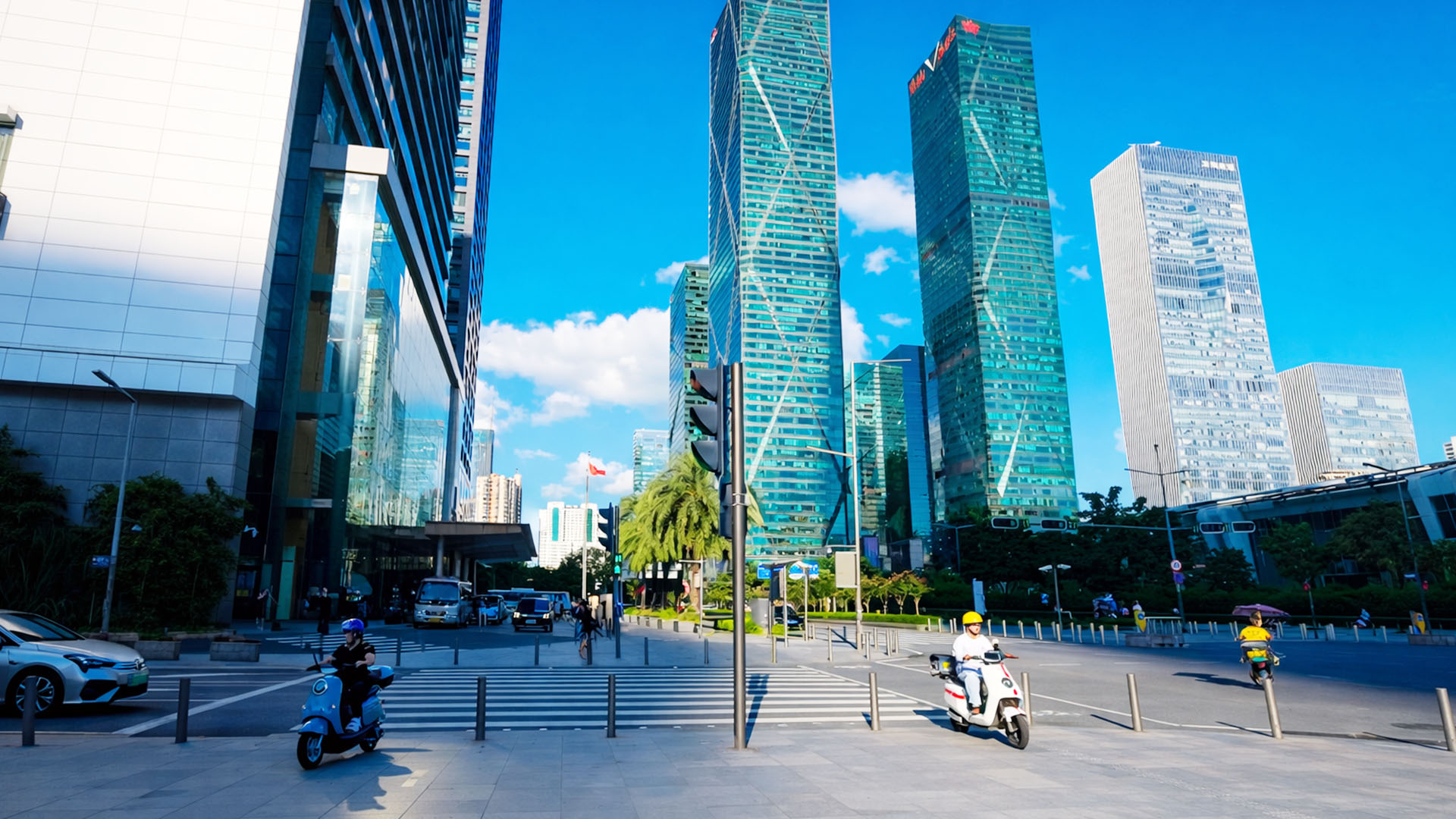 Un quartier d'affaires futuriste à Shenzhen en Chine