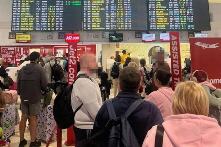 Passengers spend night on airport floor after Jet2 Manchester flight ...