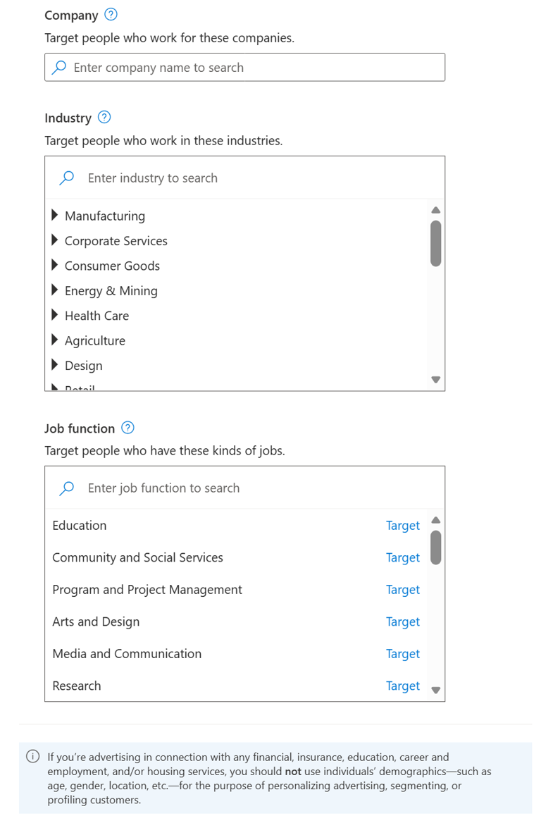 How to use LinkedIn targeting in Microsoft Advertising