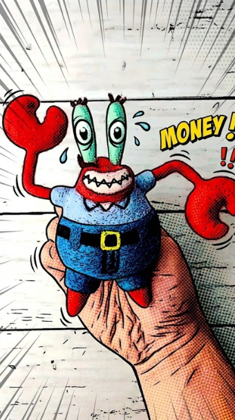 Mr. Krabs as a handcrafted needle felt figure