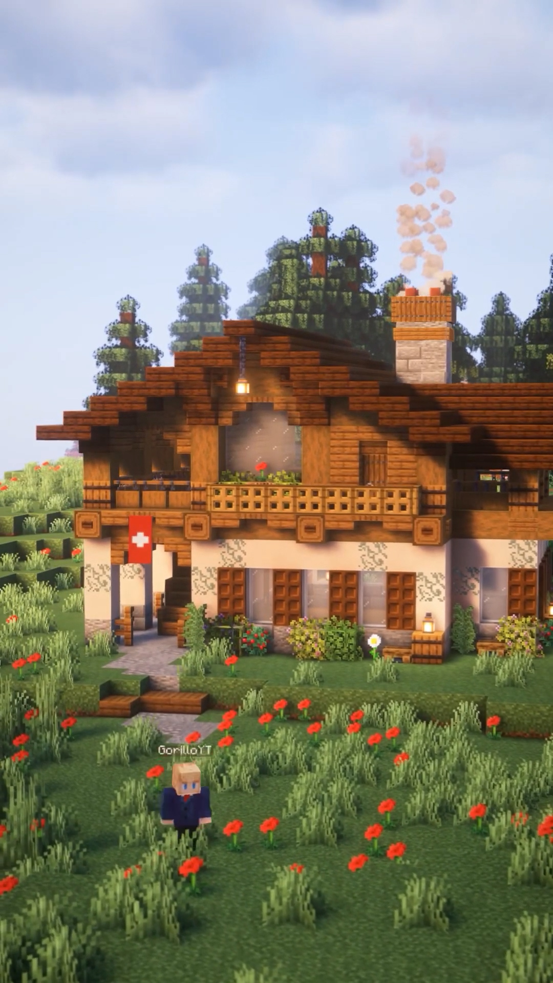 Minecraft house inspired by Swiss architecture
