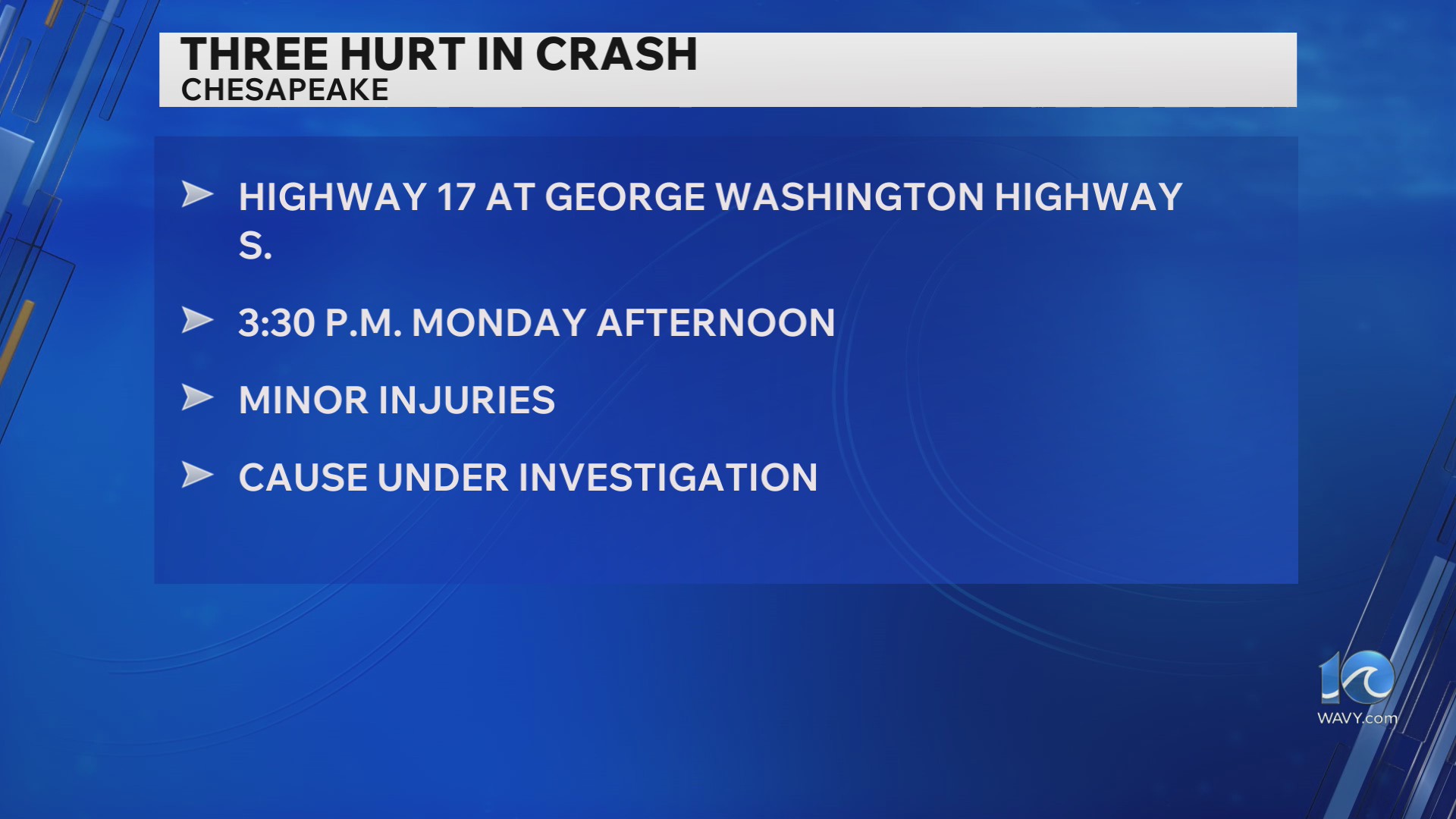 3 injured after two-vehicle crash on George Washington Highway in ...