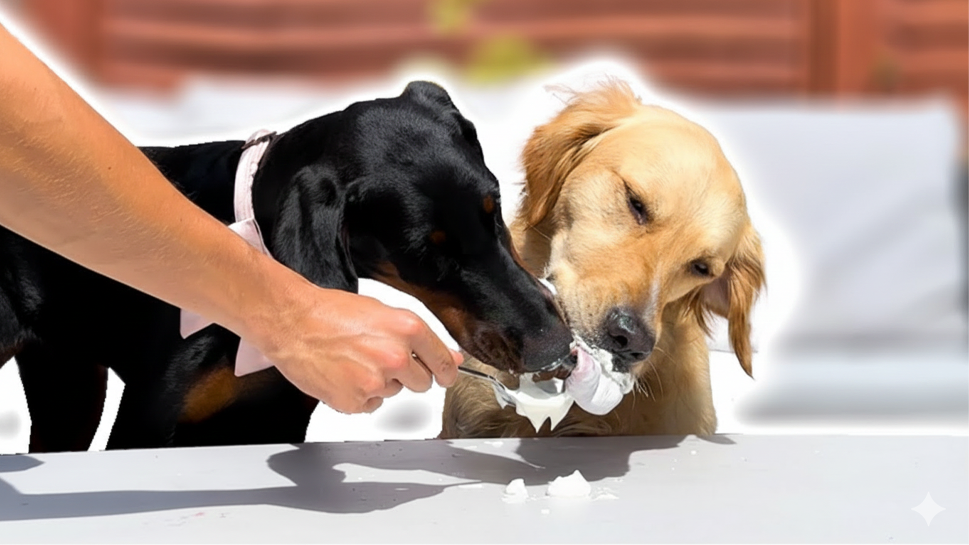 Taste Test Golden Retriever and Doberman Puppy