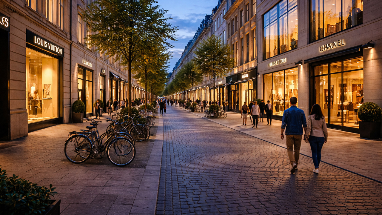A stylish evening walk in Hamburg