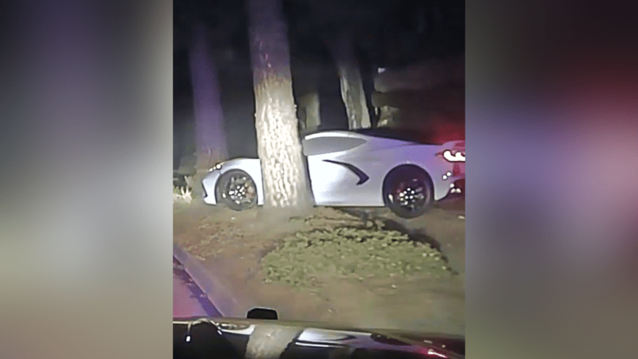Corvette driver slams into tree while fleeing police in Orange County