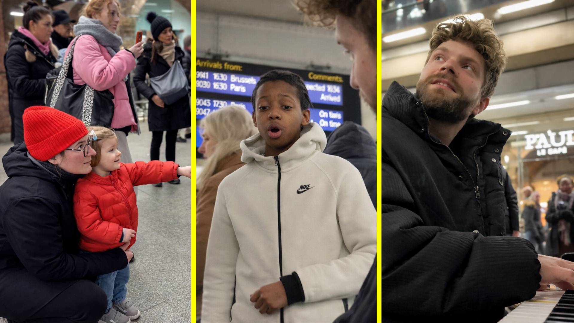 15-year-old boy performs at train station