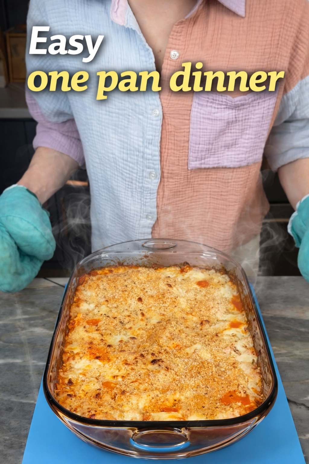 Easy one-pan chicken pasta bake