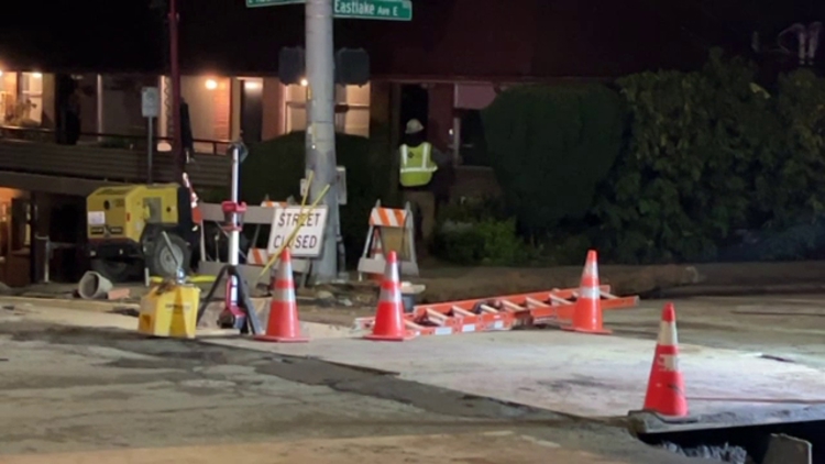 Road reopens day after construction crews hit gas line in Seattle's ...
