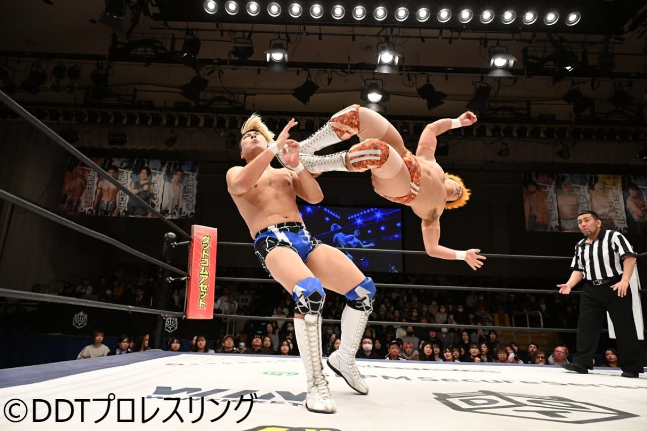NOAH宮脇純太、DDTレギュラー参戦初戦で快勝! TAKESHITAはDDT流で勝利を挙げ、東京ドームでのWタイトル戦での必勝宣言
