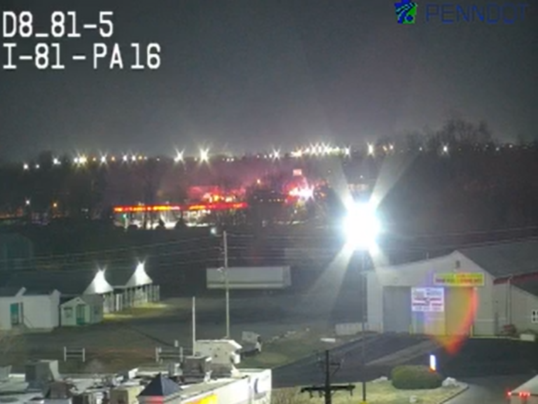 Crews battle early morning fire at truck repair shop