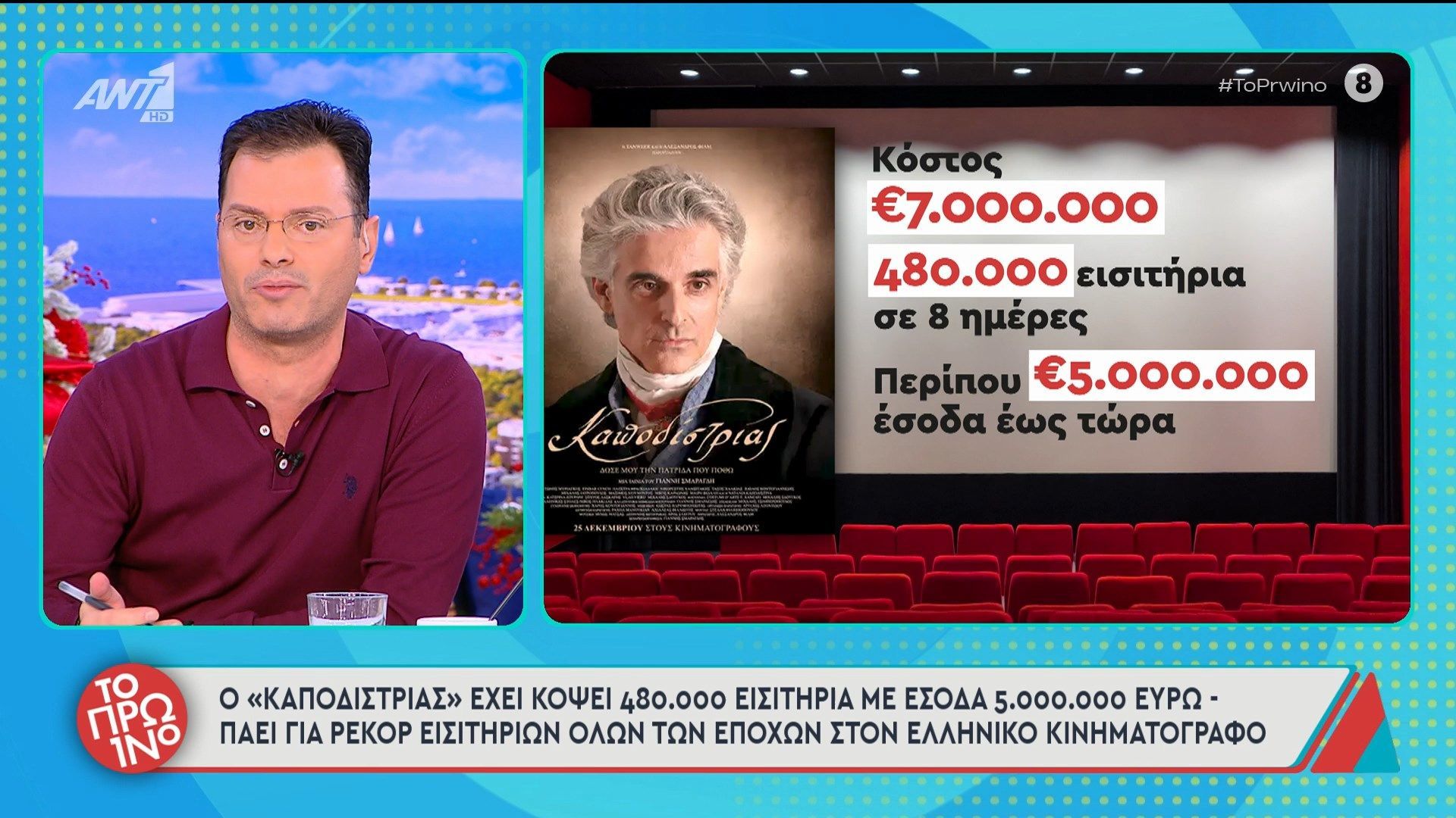 Ο «Καποδίστριας» έχει κόψει 480.000 εισιτήρια με έσοδα 5.000.000 ευρώ ...