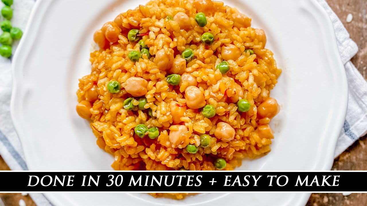 Spanish rice with garbanzo beans and peas recipe