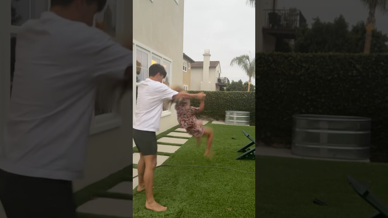 Young gymnast performs a viral and impressive acro trick