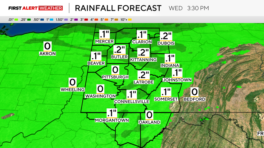 Light rain is expected to arrive in the Pittsburgh area this afternoon
