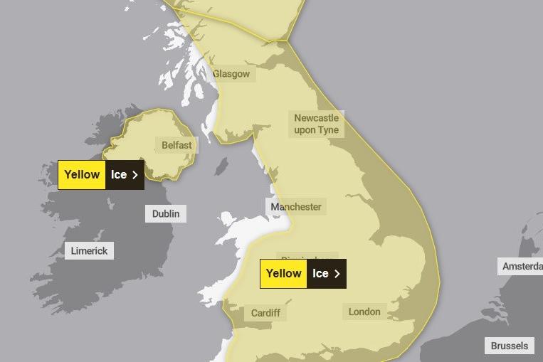 Northamptonshire included in Met Office's yellow weather warning for ice