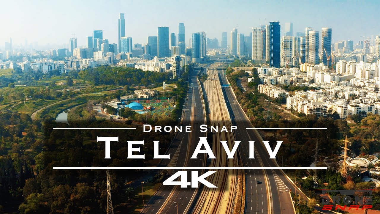 Tel Aviv stunning 4K drone aerial over beaches skyline and city life