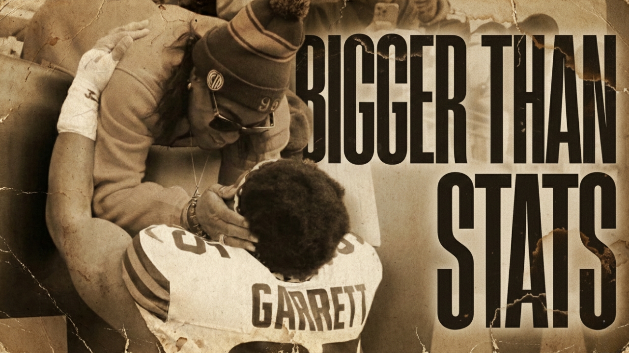 Myles Garrett celebrates with family after a record sack