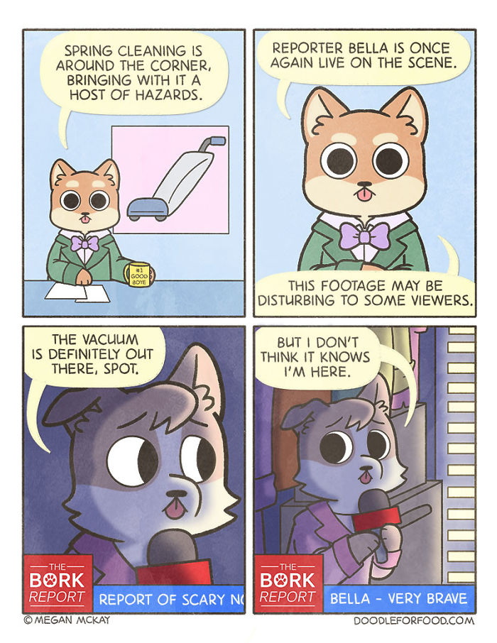 Artist illustrates dogs reporting on events important in daily pup ...