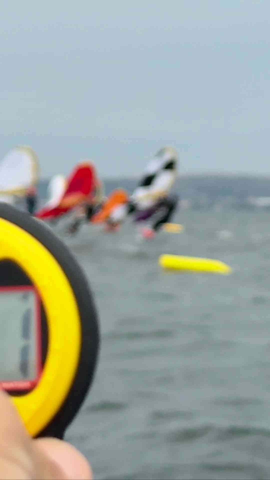 A last-second reaction during a foiling near miss