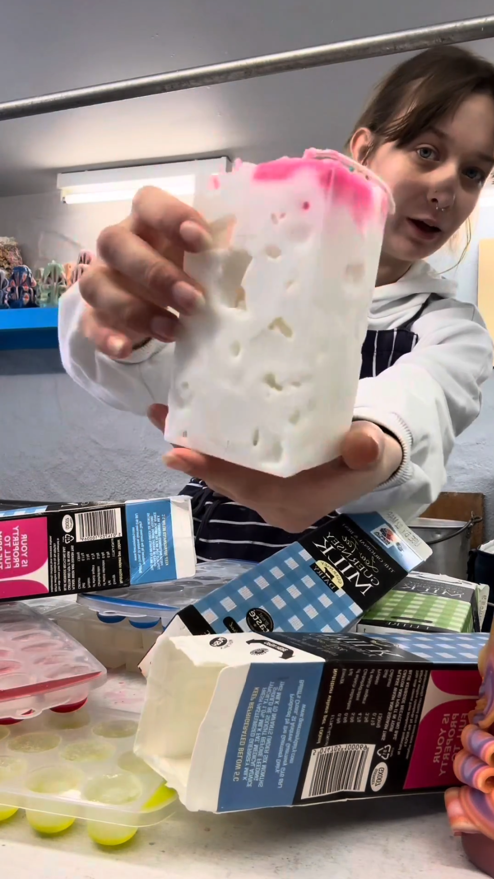 I made ice candles at home