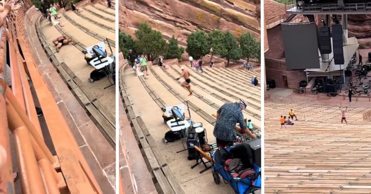 A guy was putting in an intense workout at the Red Rocks Amphitheater ...