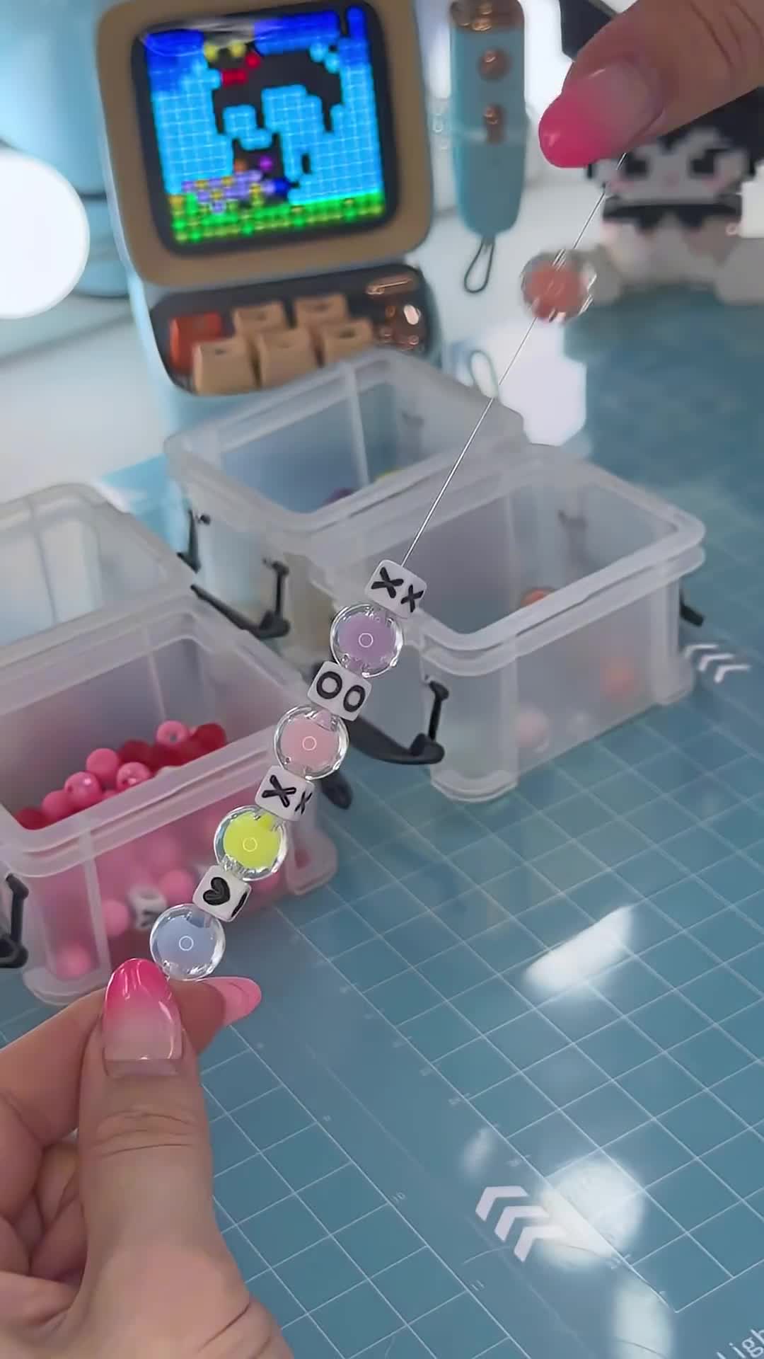 Made a keychain out of random stuff at home turned out so cute! #shorts