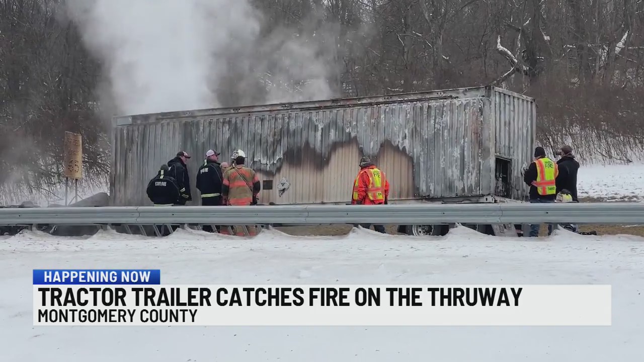 Tractor trailer catches fire on Thruway in Montgomery County