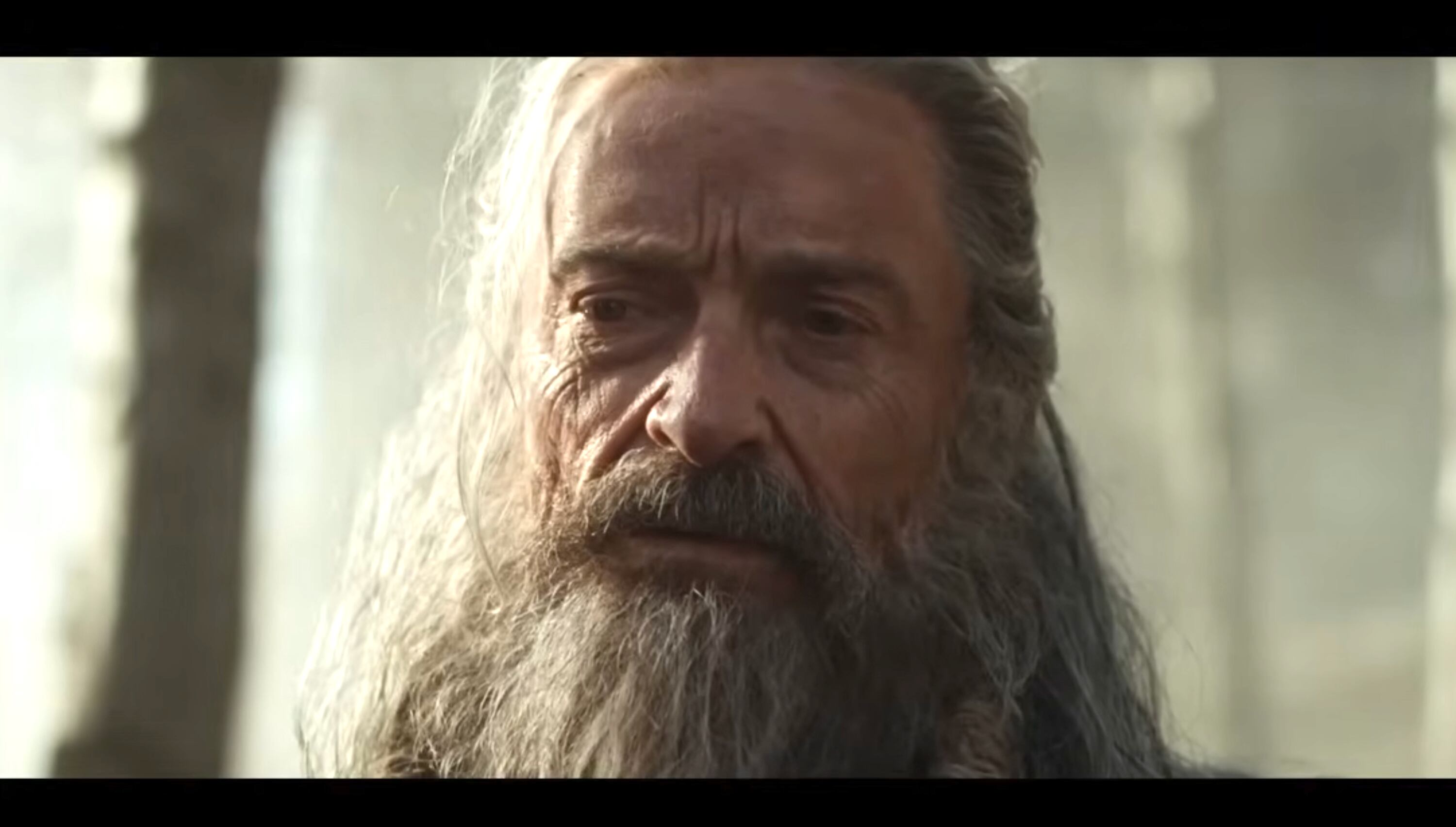 Hugh Jackman transforms into old, graying Robin Hood