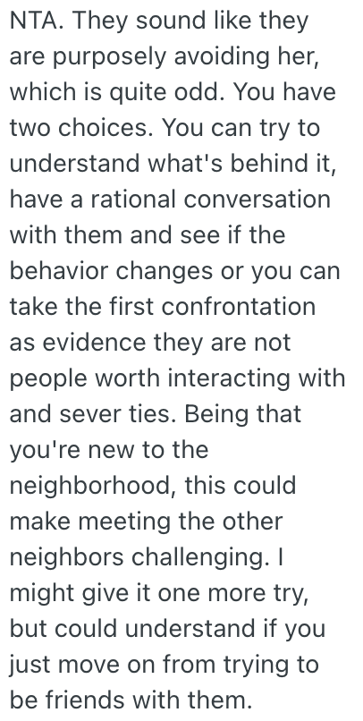 Neighbors refused to acknowledge a homeowner’s wife when they talk to ...