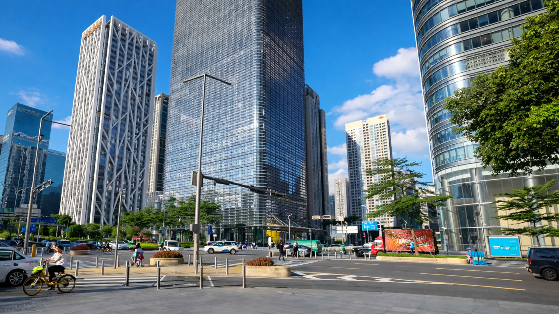 Modern skyscrapers and bikes in Shenzhen China