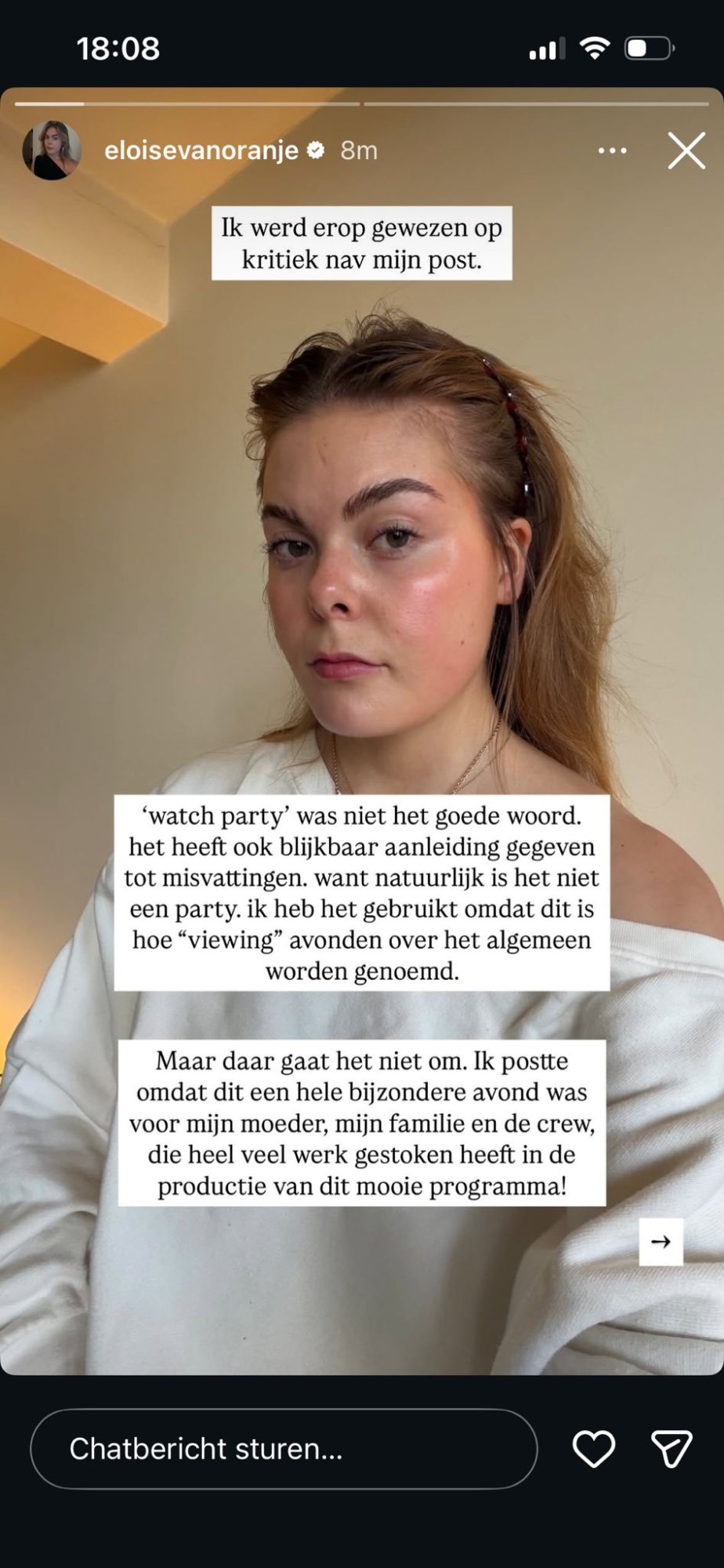 Eloise van Oranje reageert op felle kritiek na 'watch party': 'Aannames ...