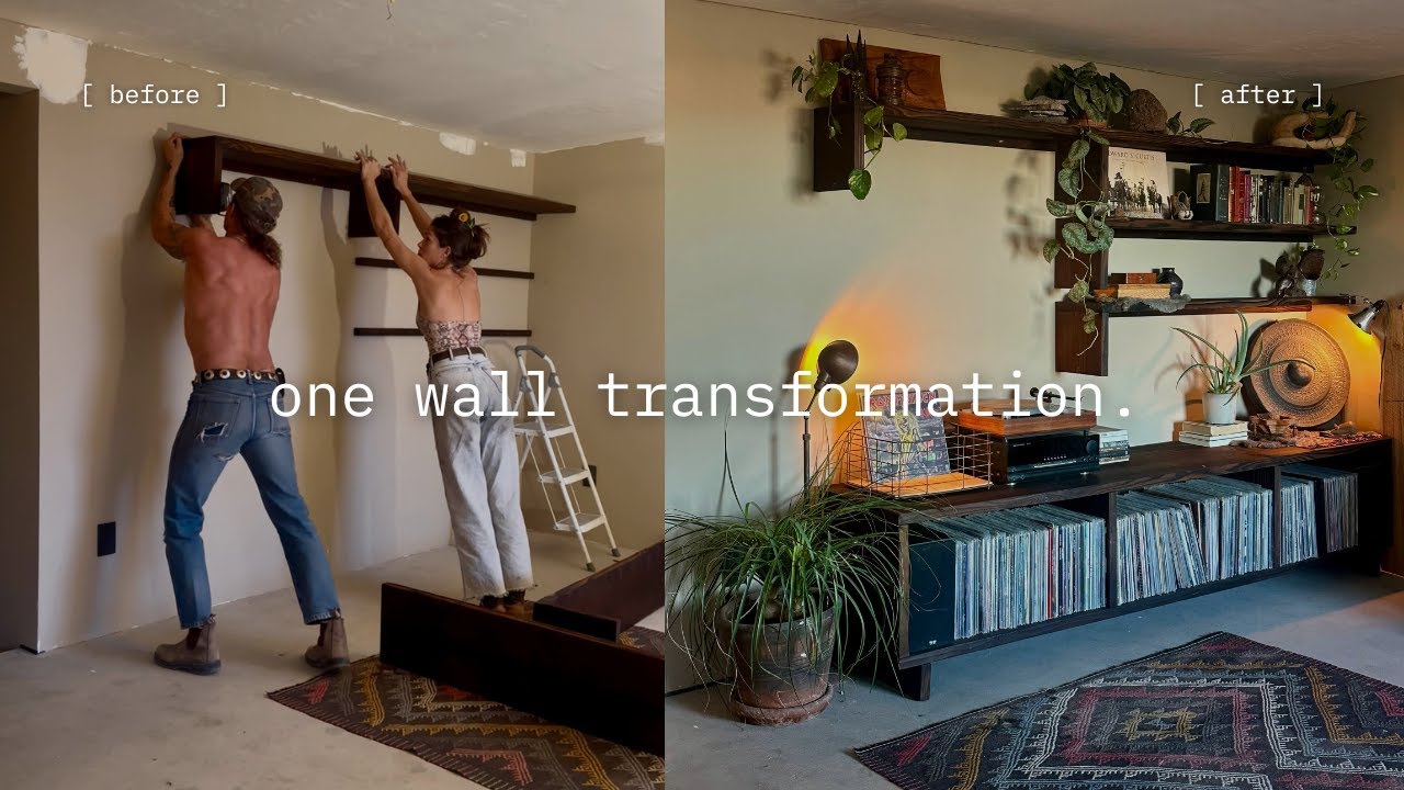 $250 total room transformation! (DIY shelves & credenza)