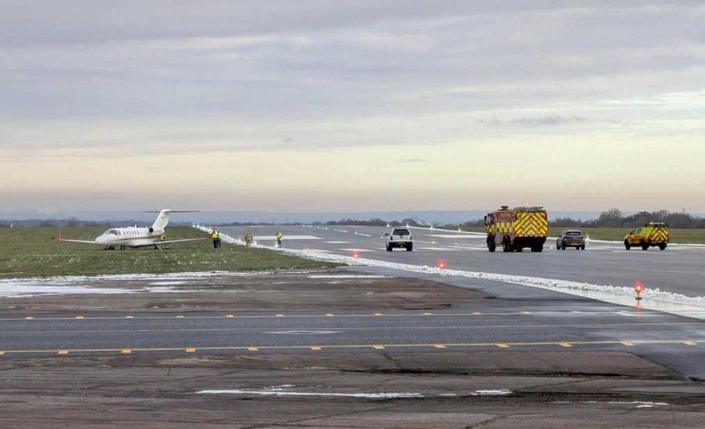£2,300,000 private jet slips off runway after snow
