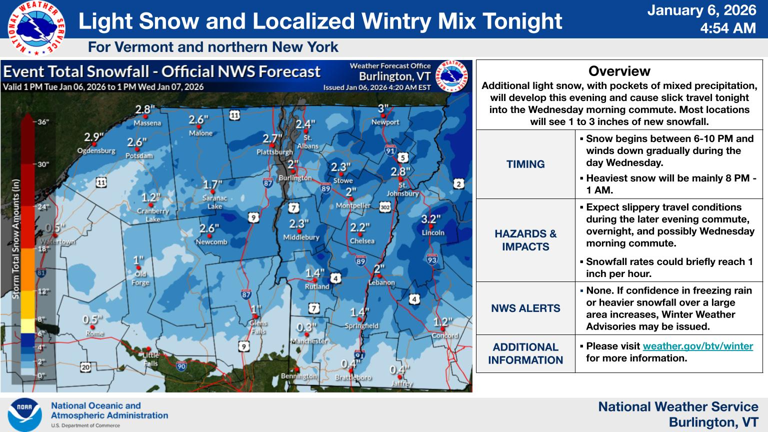 More snow and ice coming to Vermont today. See forecast maps