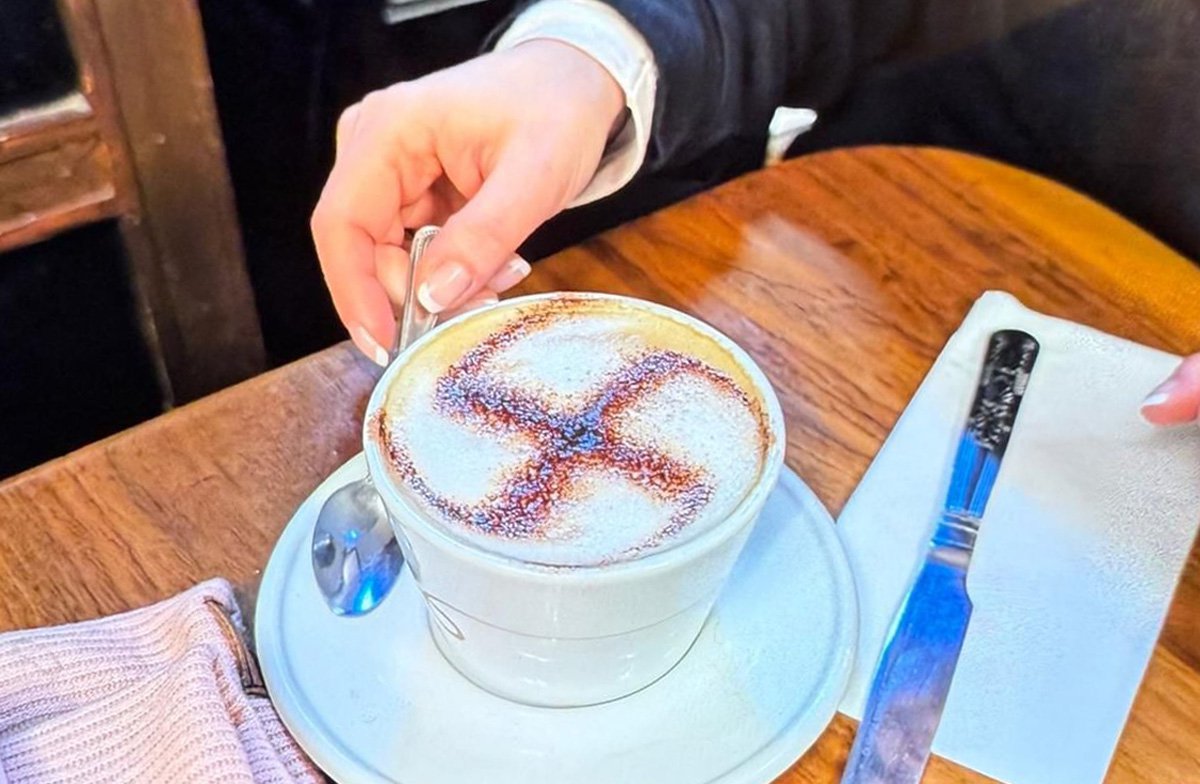 Video reveals how coffee 'swastika' appeared