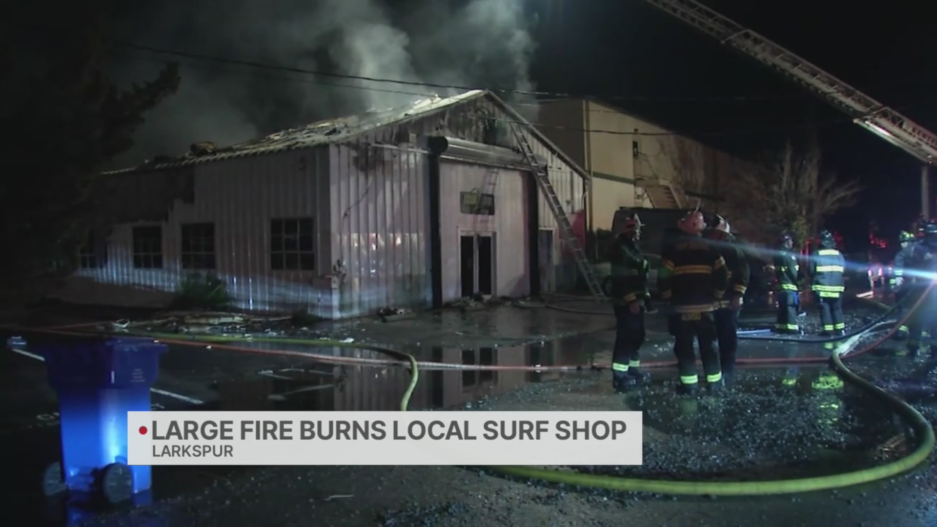 Large fire burns at North Bay surf shop