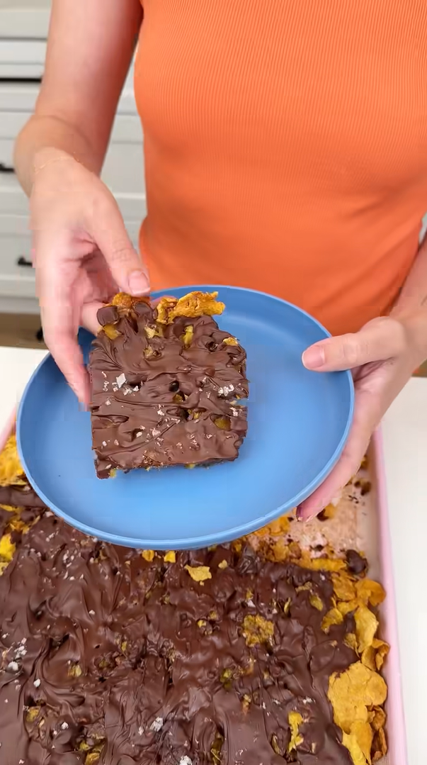 Corn flake candy with toffee and chocolate