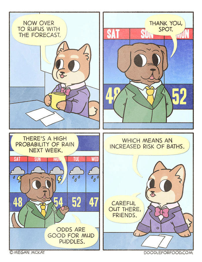 Artist illustrates dogs reporting on events important in daily pup ...